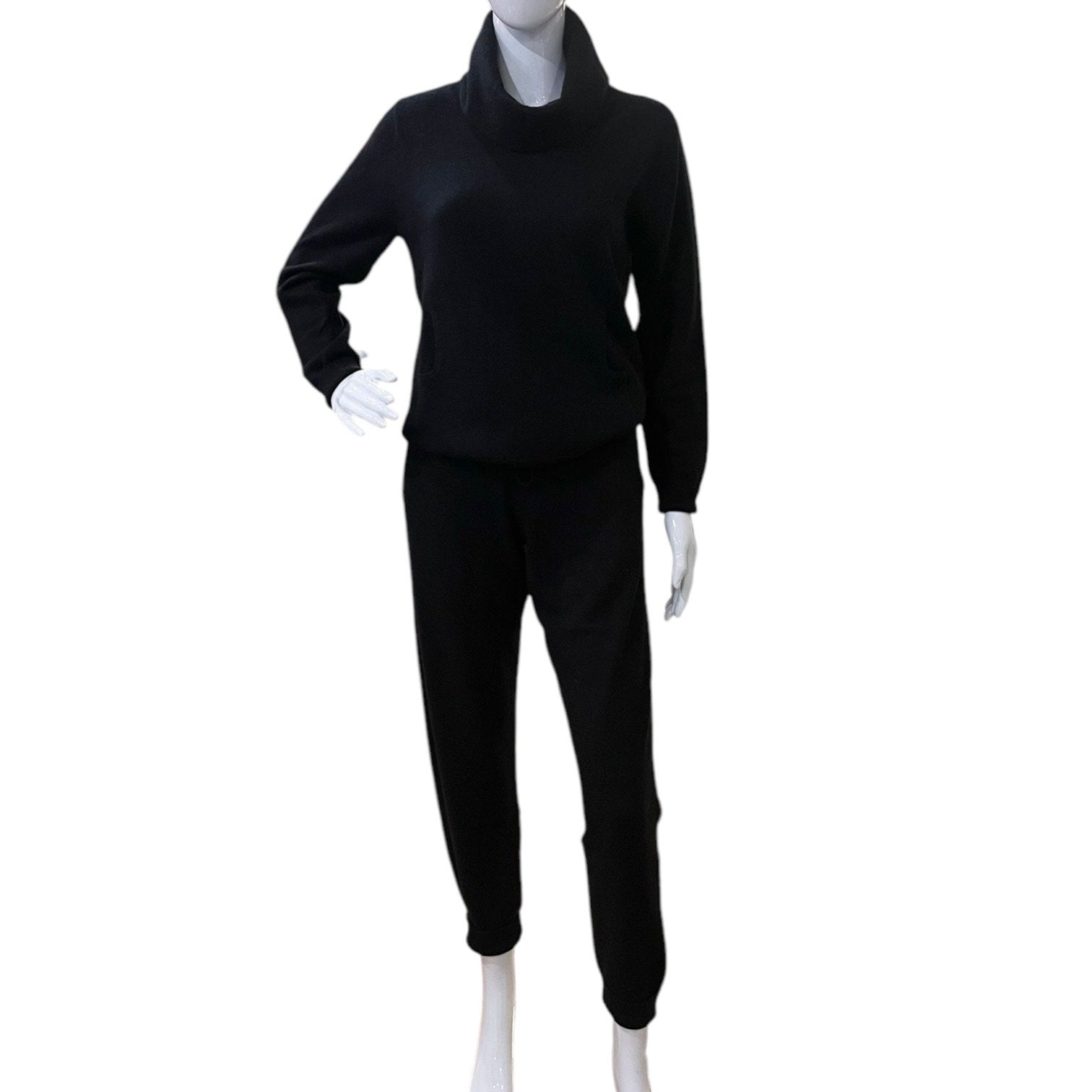 100% Pure Cashmere Jogger Set in Black - kenmarecashmere.com – Kenmare ...