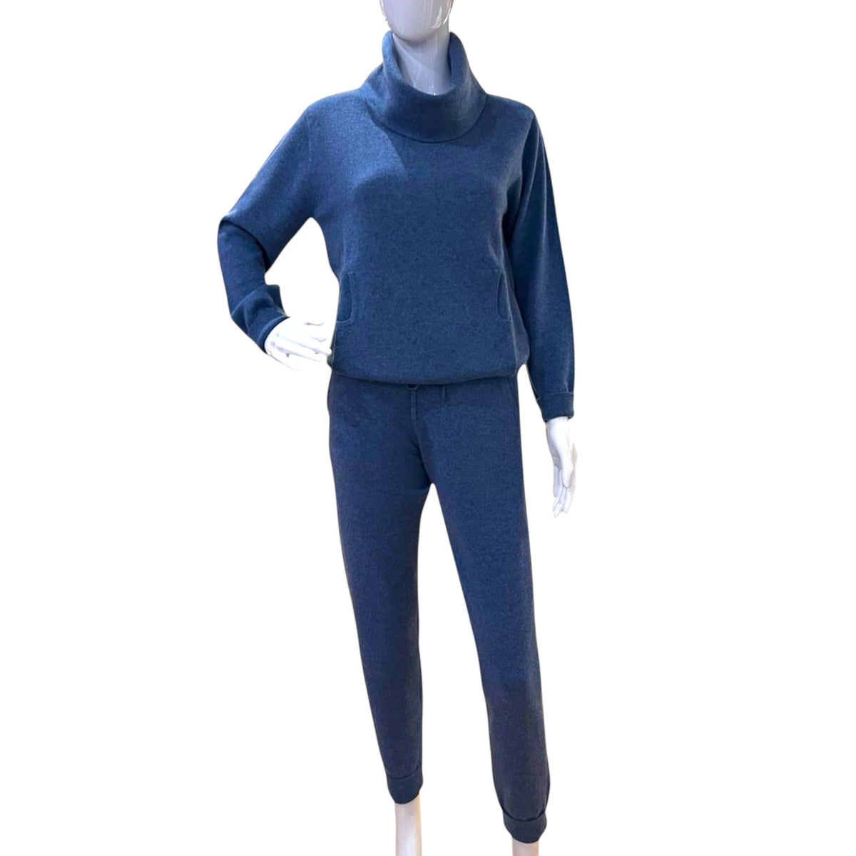 100% Pure Cashmere Jogger Set in Denim Blue - kenmarecashmere.com ...